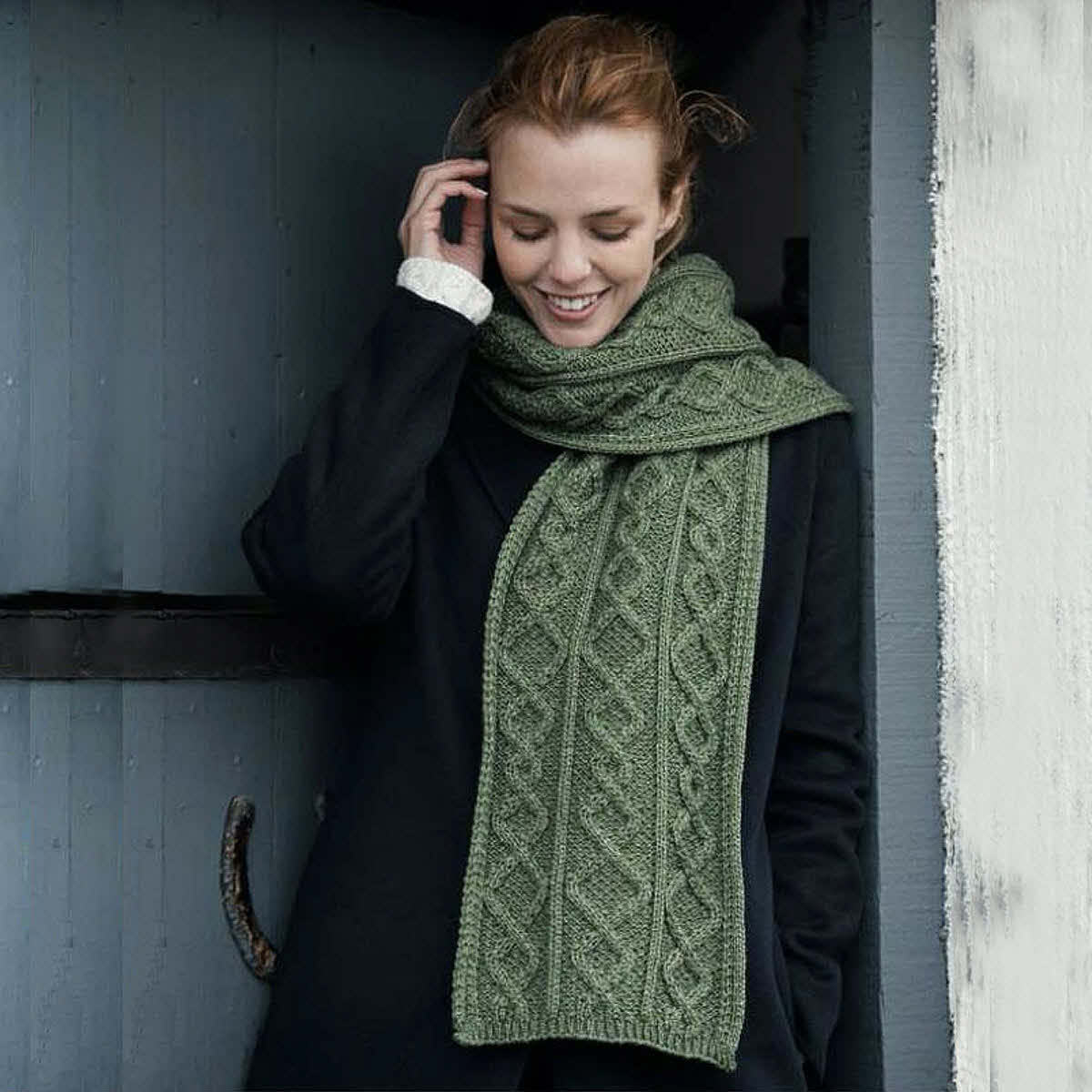 Groene Aran Wool sjaal van merinowol
