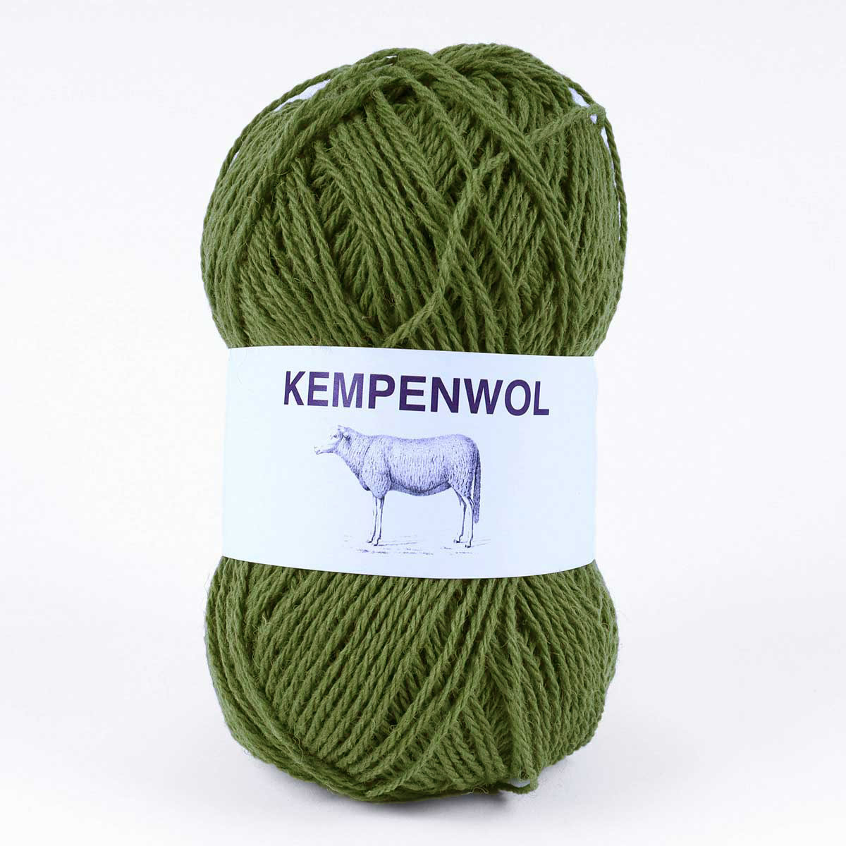 Mosgroen breigaren van Nederlandse wol - Kempisch heideschaap