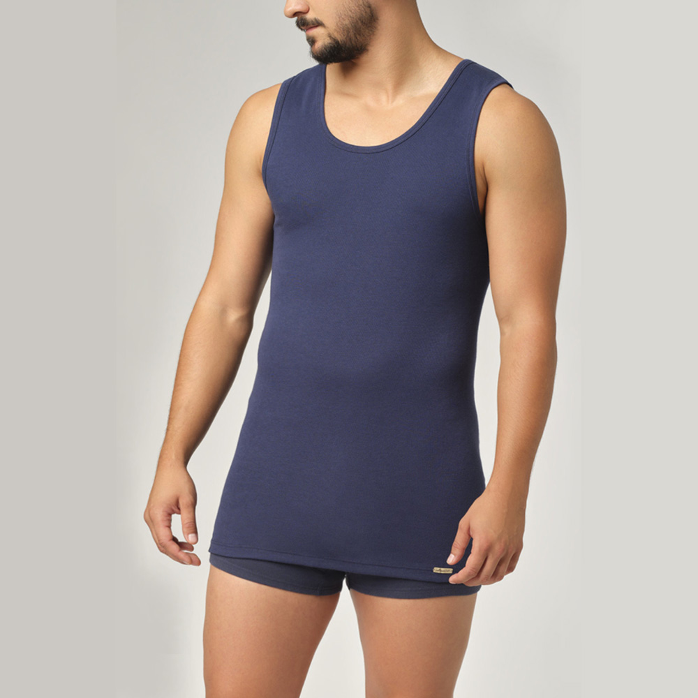 Navy-blauw heren onderhemd biokatoen