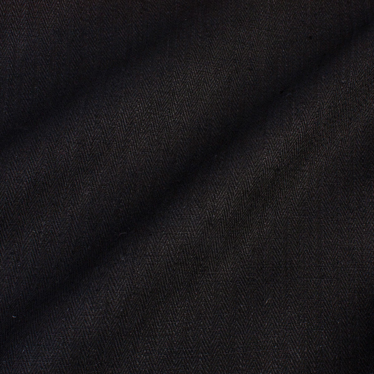 Zwarte geweven hennep stof in visgraatmotief | Ecotex