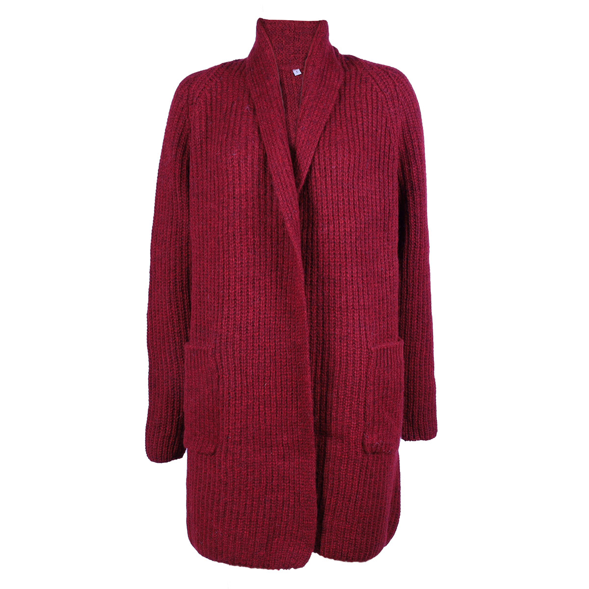 Donkerrood damesvest honderd procent wol
